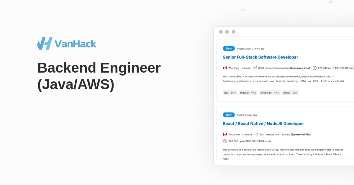 Backend Engineer (Java/AWS) - VanHack