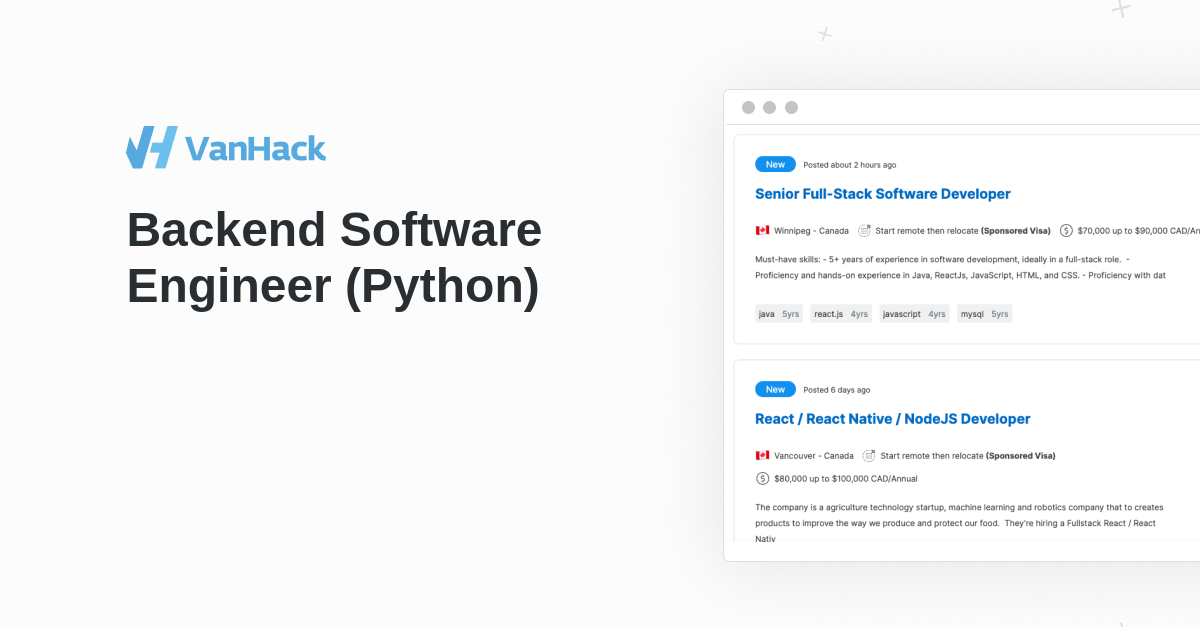 Backend Software Engineer (Python) - VanHack