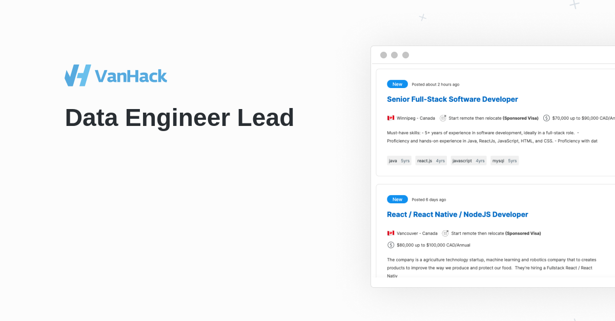 Data Engineer Lead - VanHack
