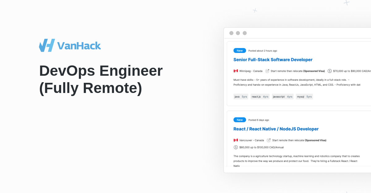 DevOps Engineer (Fully Remote) - VanHack