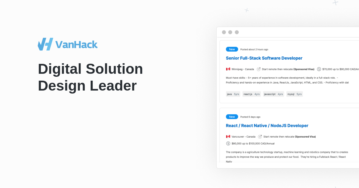 Digital Solution Design Leader - VanHack