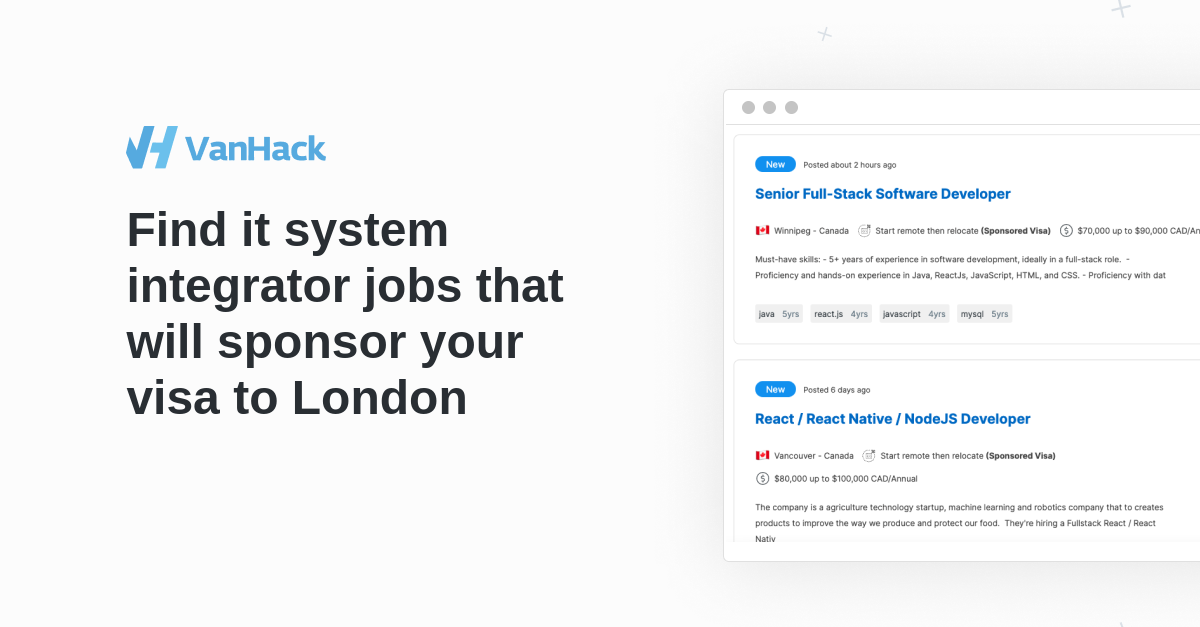 It system integrator jobs in London - VanHack
