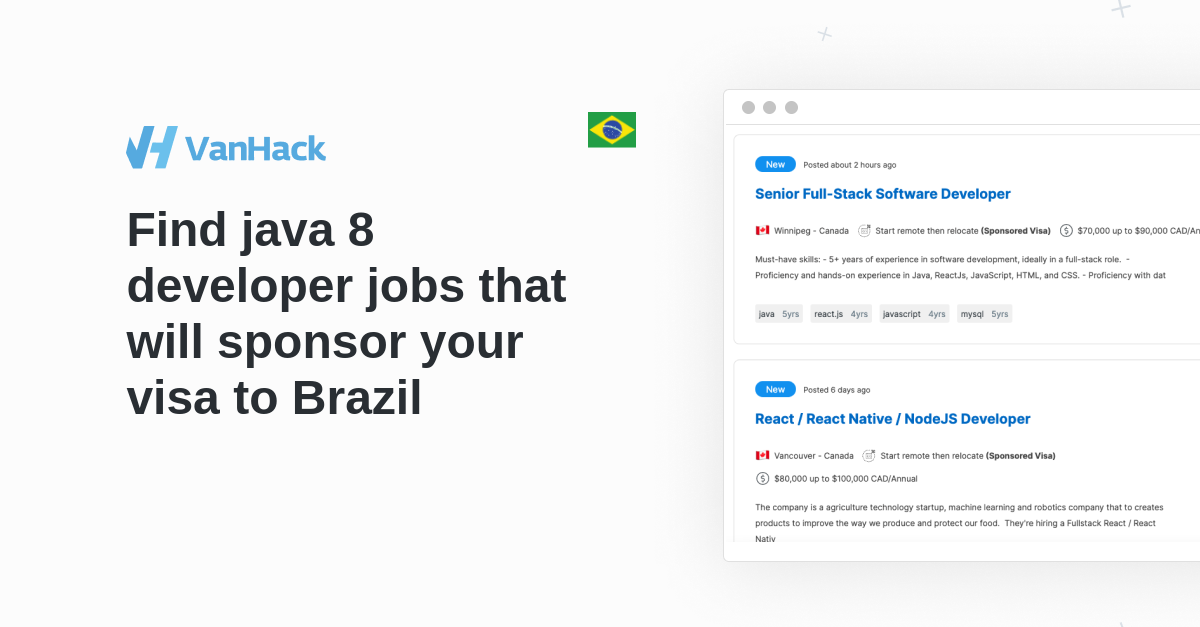 Java 8 developer jobs in Brazil - VanHack