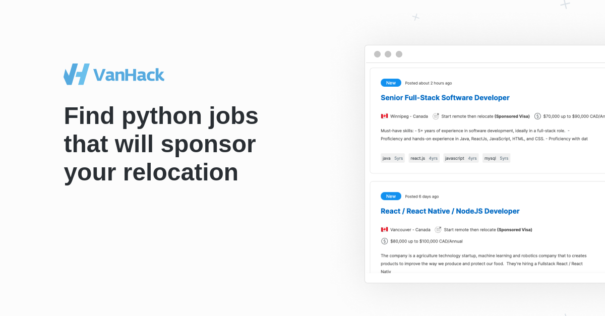 Python jobs - VanHack