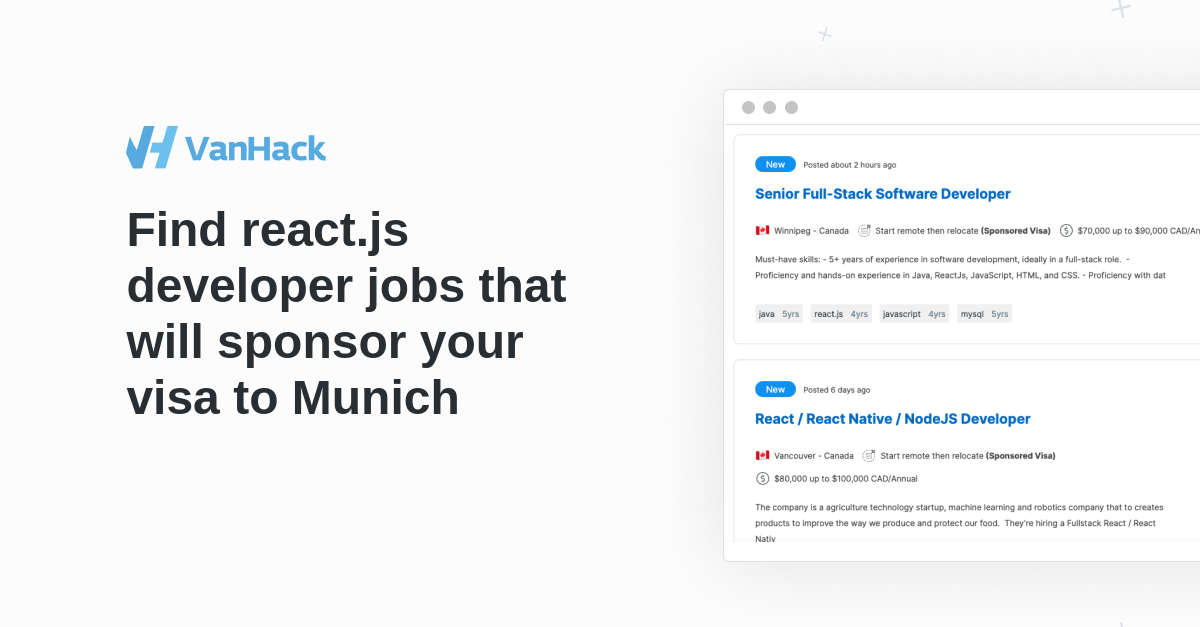React.js developer jobs in Munich - VanHack