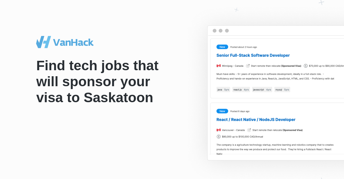 .net fullstack developer jobs in Saskatoon - VanHack