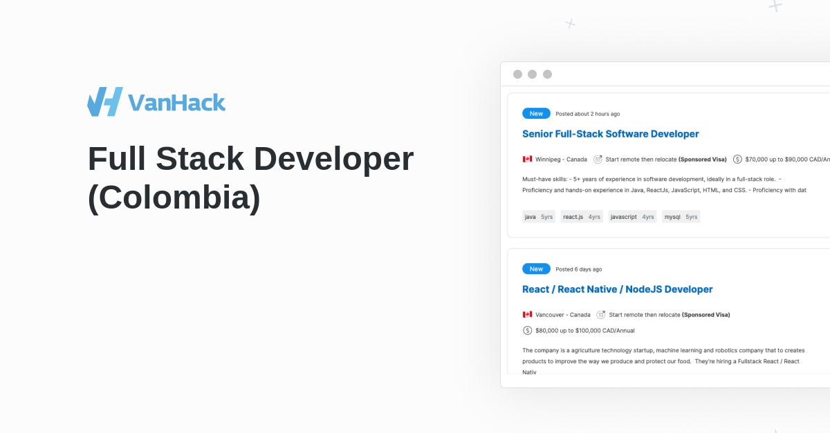 Full Stack Developer (Colombia) - VanHack
