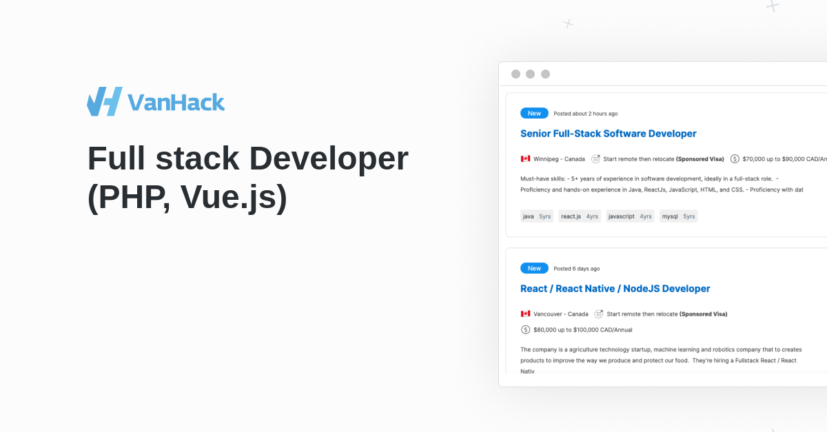 Full stack Developer (PHP, Vue.js) - VanHack