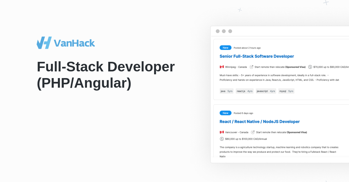 Full-Stack Developer (PHP/Angular) - VanHack