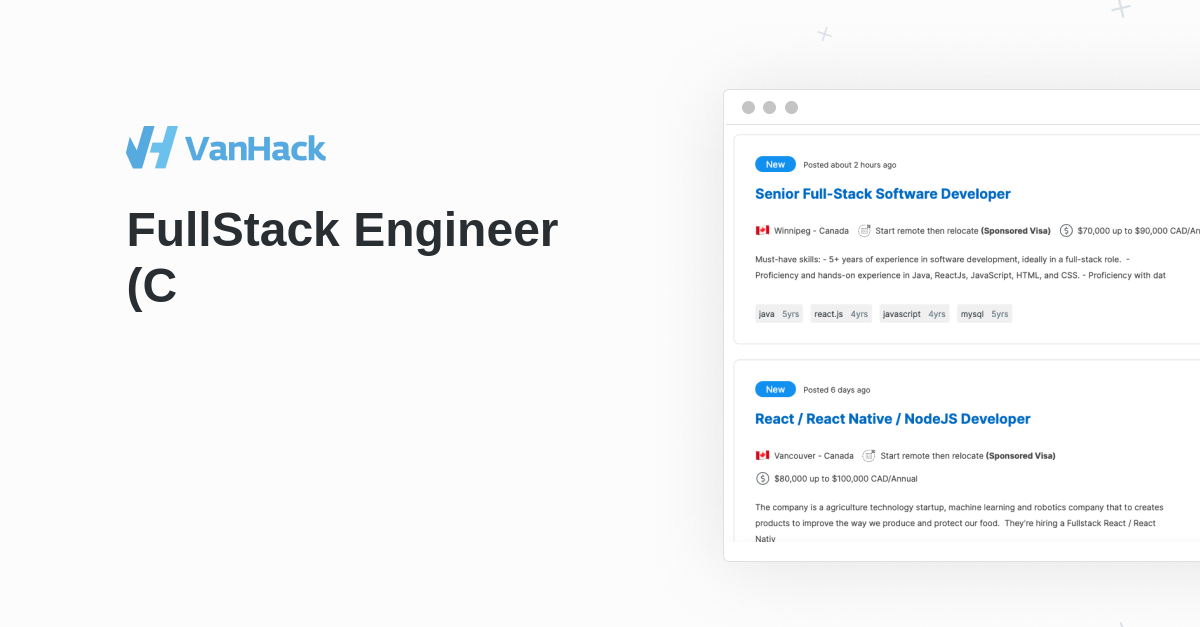 FullStack Engineer (C#/React) - VanHack