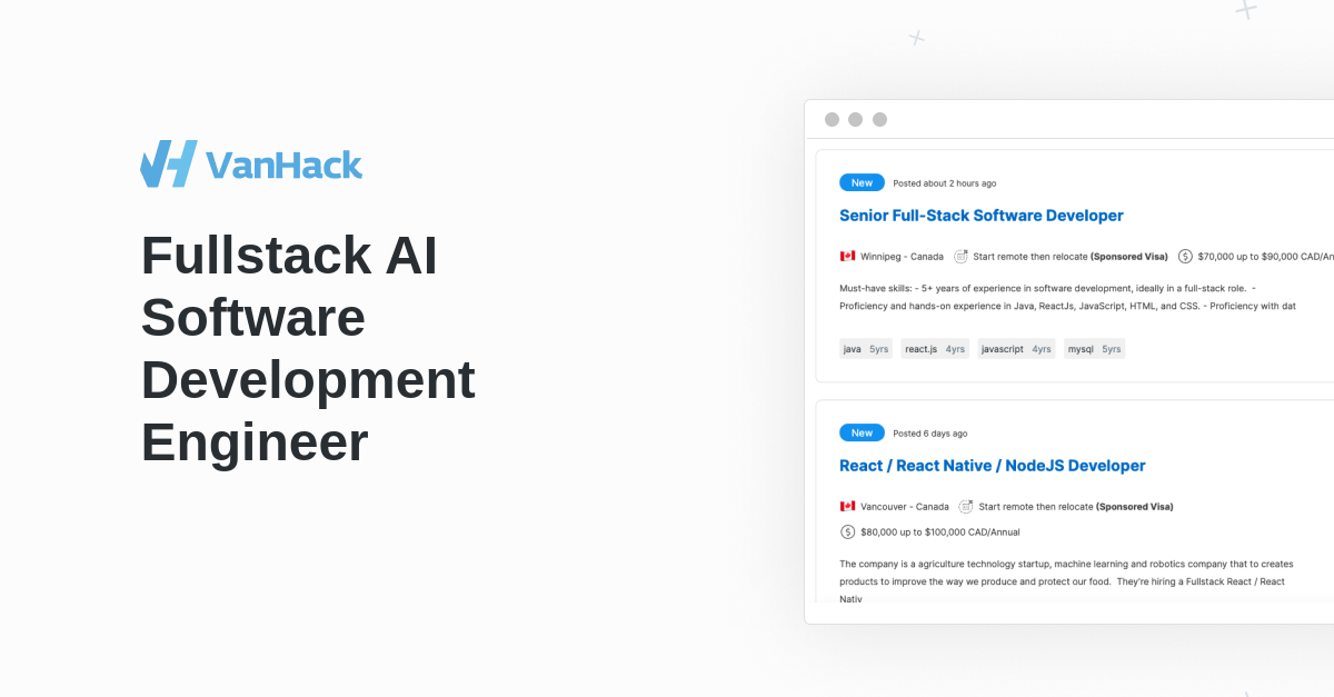 Fullstack AI Software Development Engineer - VanHack