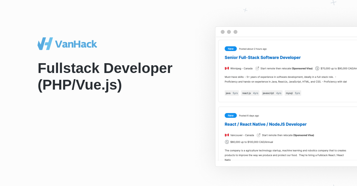 Fullstack Developer (PHP/Vue.js) - VanHack