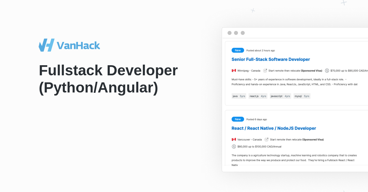 Fullstack Developer (Python/Angular) - VanHack