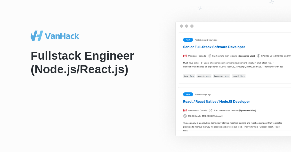 Fullstack Engineer (Node.js/React.js) - VanHack