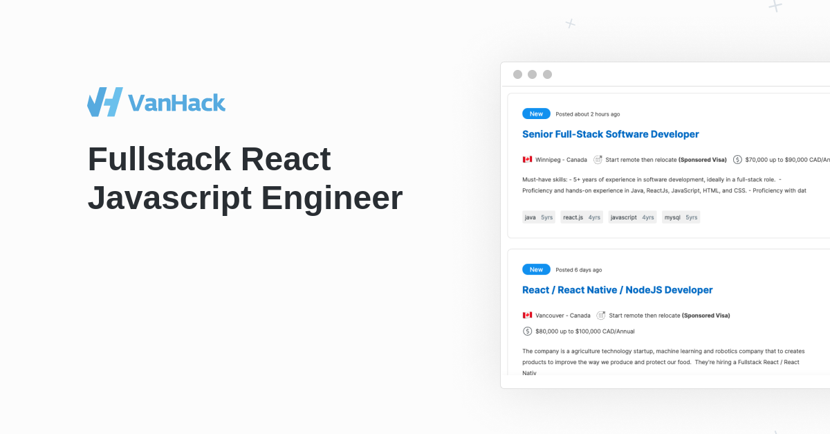 Fullstack React Javascript Engineer - VanHack
