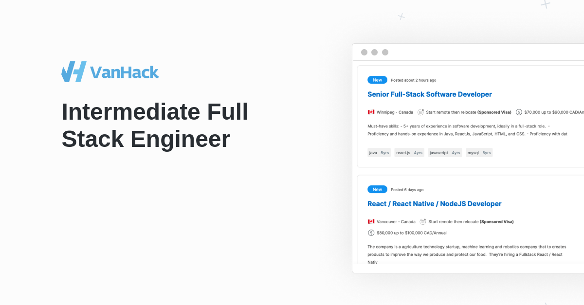 Intermediate Full Stack Engineer - VanHack