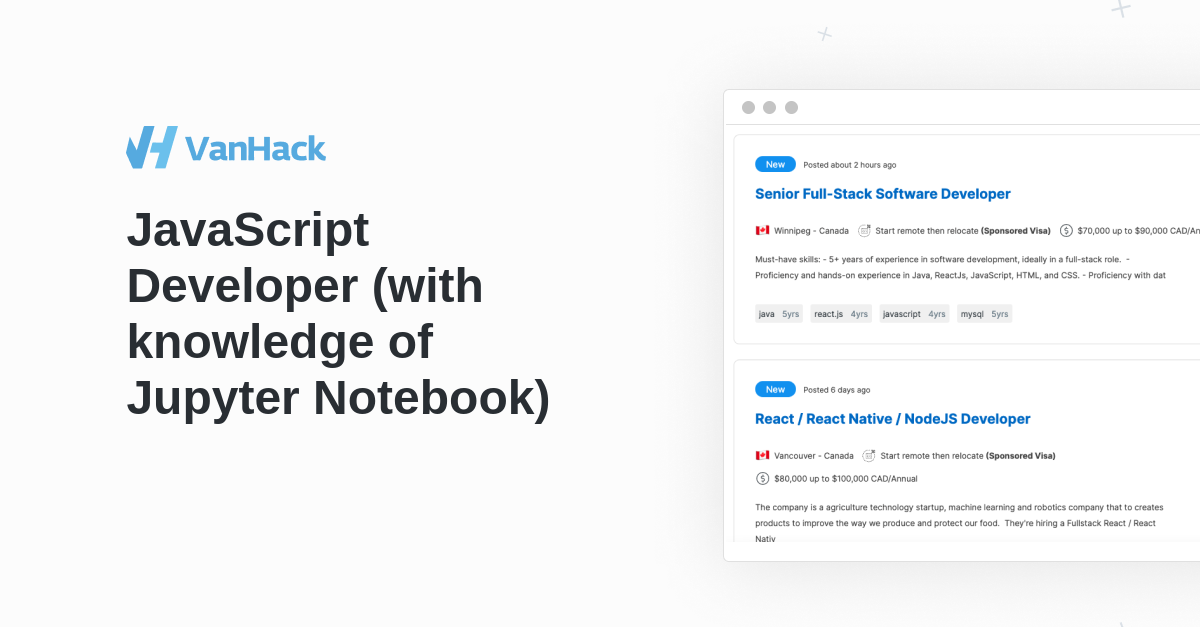 JavaScript Developer (with knowledge of Jupyter Notebook) - VanHack