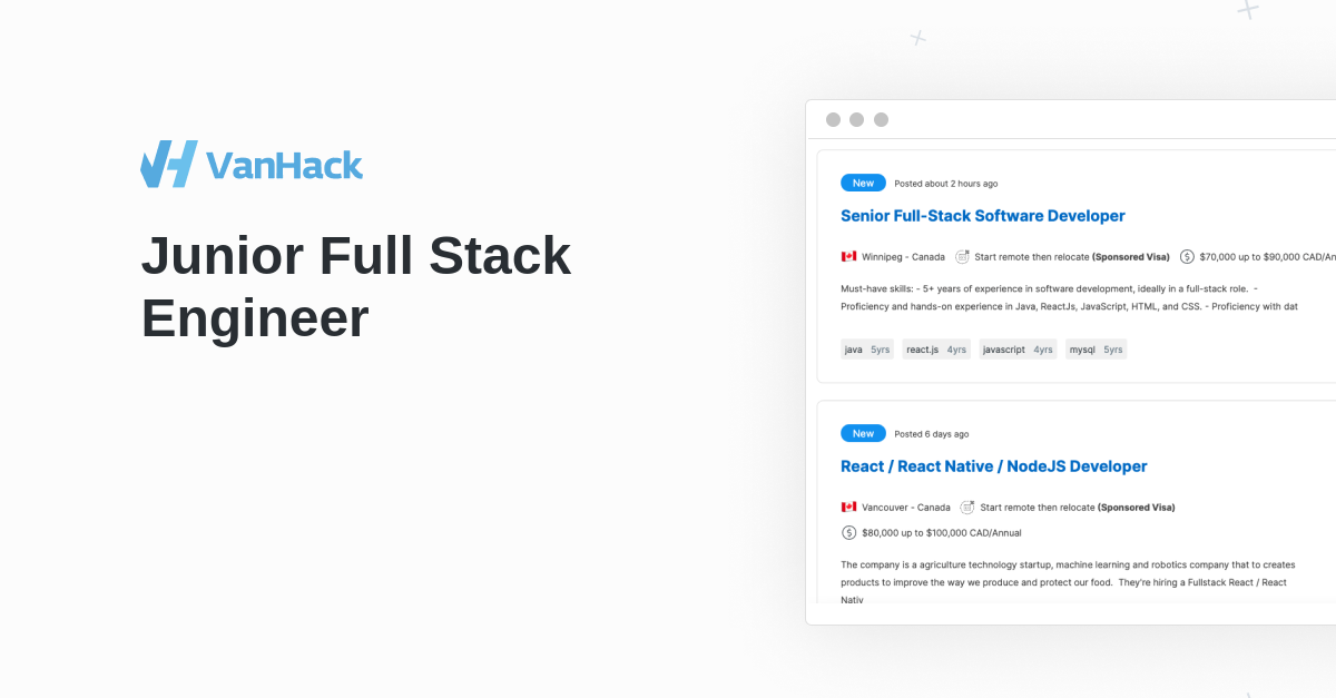 Junior Full Stack Engineer - VanHack
