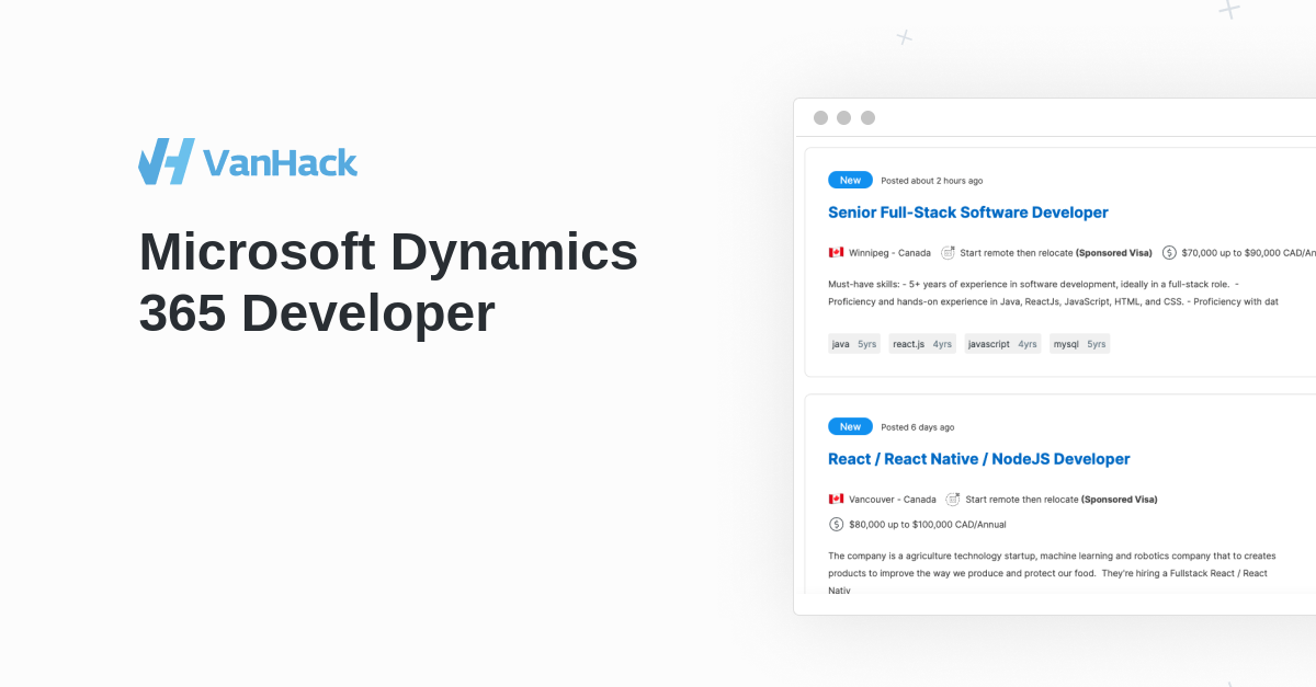 Microsoft Dynamics 365 Developer - VanHack