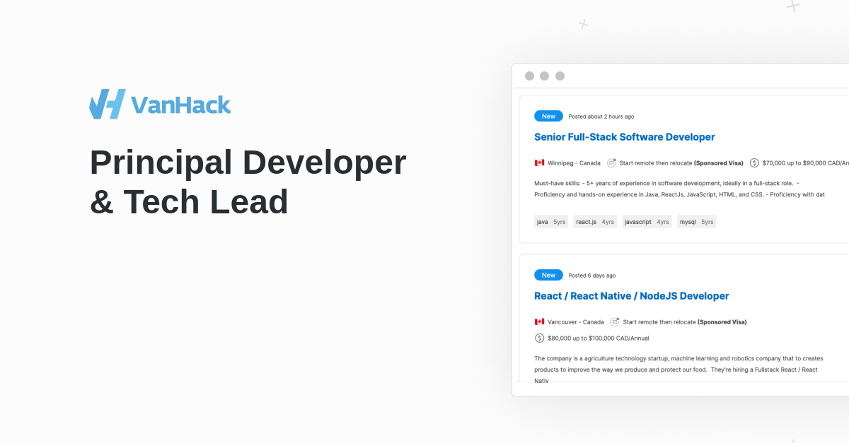 Principal Developer & Tech Lead - VanHack