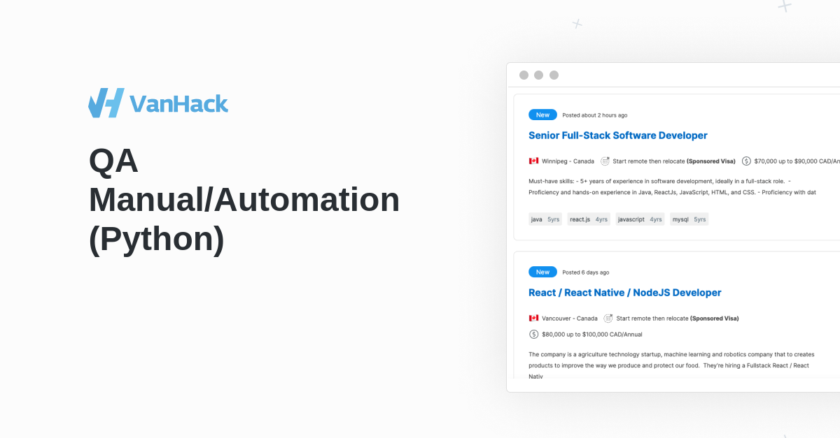 QA Manual/Automation (Python) - VanHack