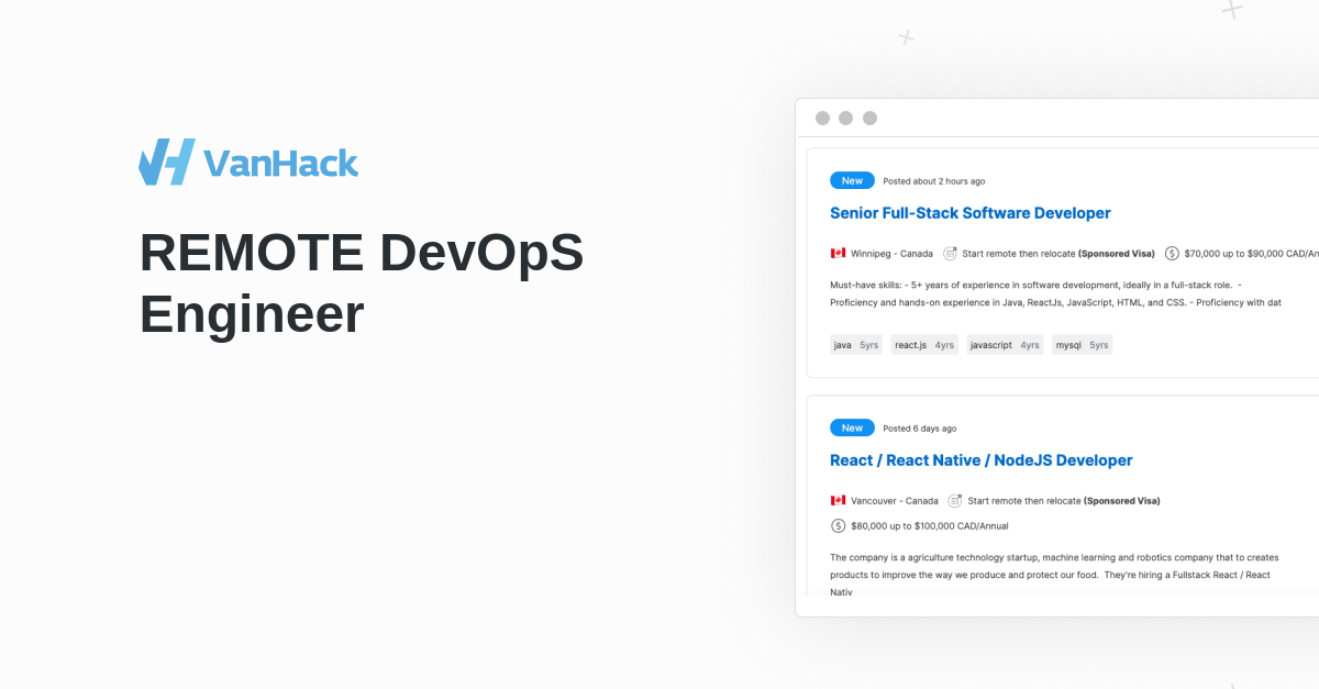 REMOTE DevOpS Engineer - VanHack