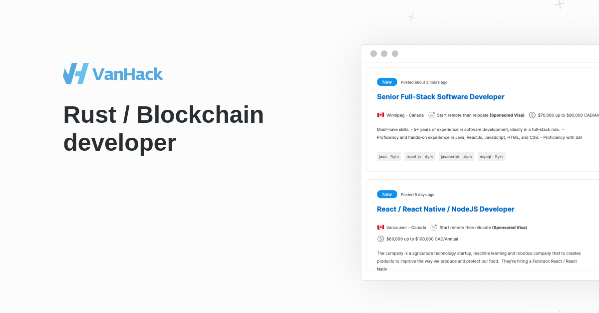 Rust / Blockchain developer - VanHack