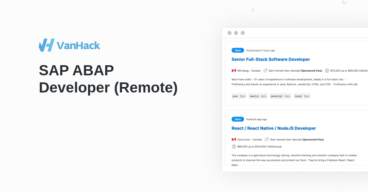 SAP ABAP Developer (Remote) - VanHack