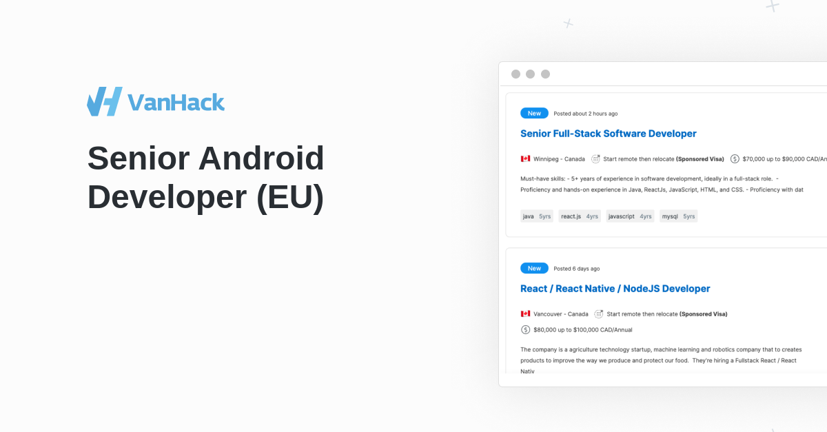 Senior Android Developer (EU) - VanHack