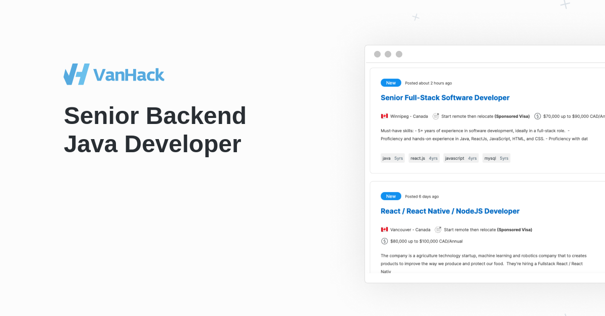 Senior Backend Java Developer - VanHack