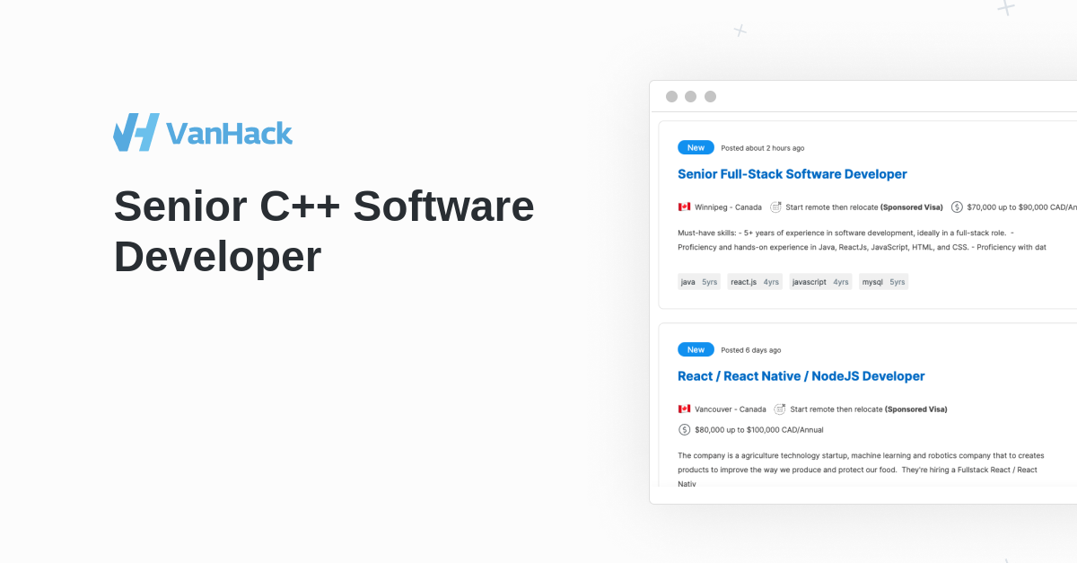 Senior C++ Software Developer - VanHack