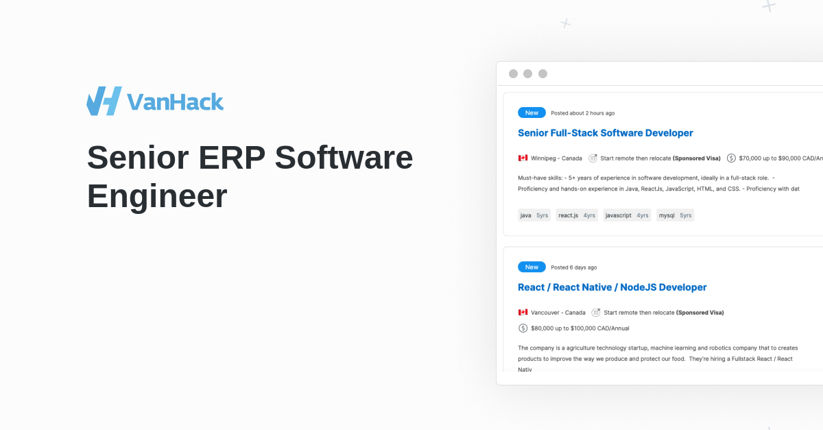 Senior ERP Software Engineer - VanHack