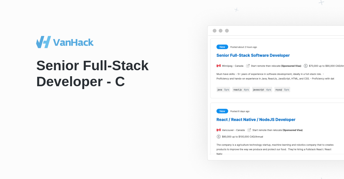 Senior Full-Stack Developer - C# - VanHack