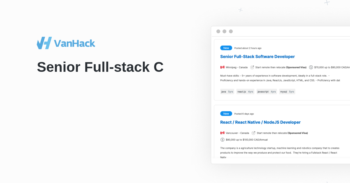 Senior Full-stack C#/.NET Developer - VanHack