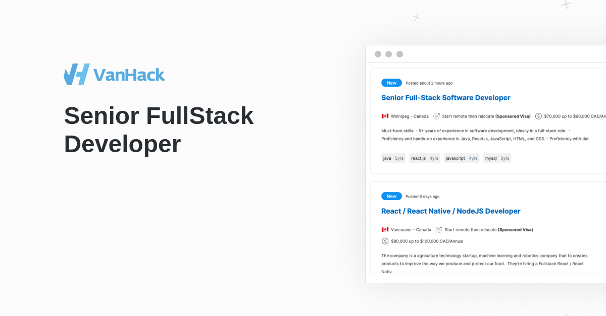 Senior FullStack Developer - VanHack