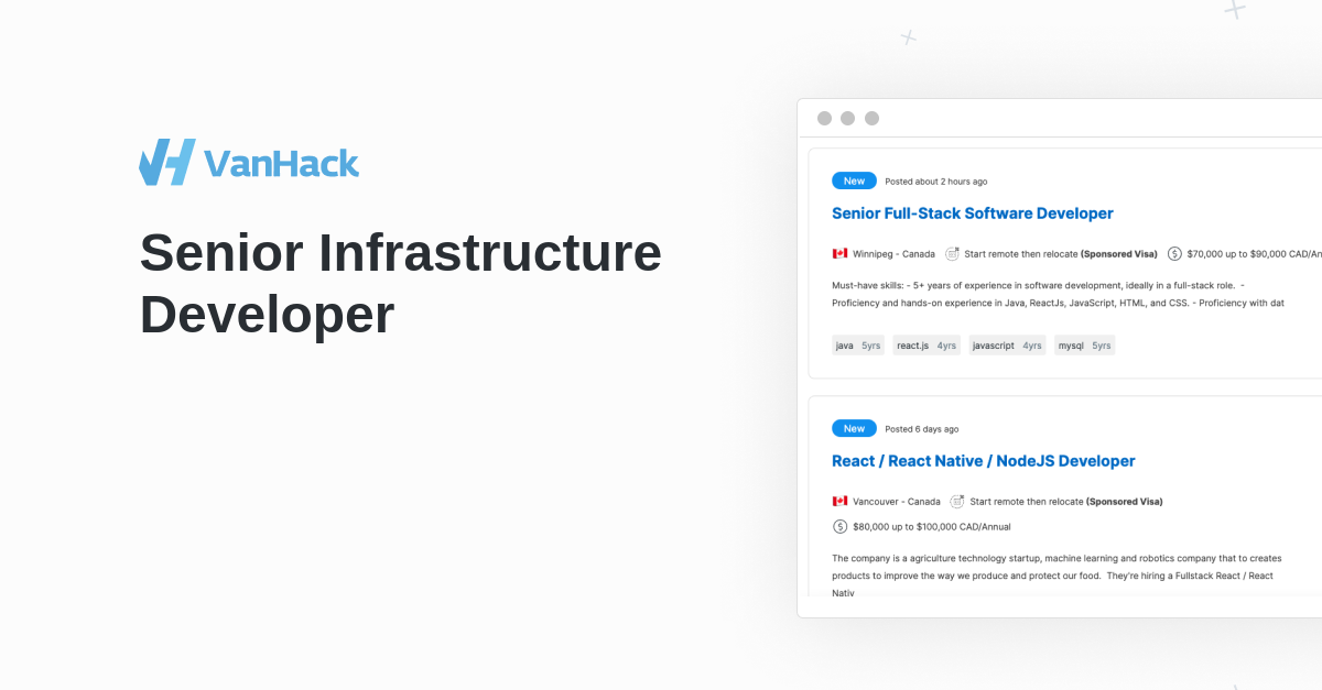 Senior Infrastructure Developer - VanHack