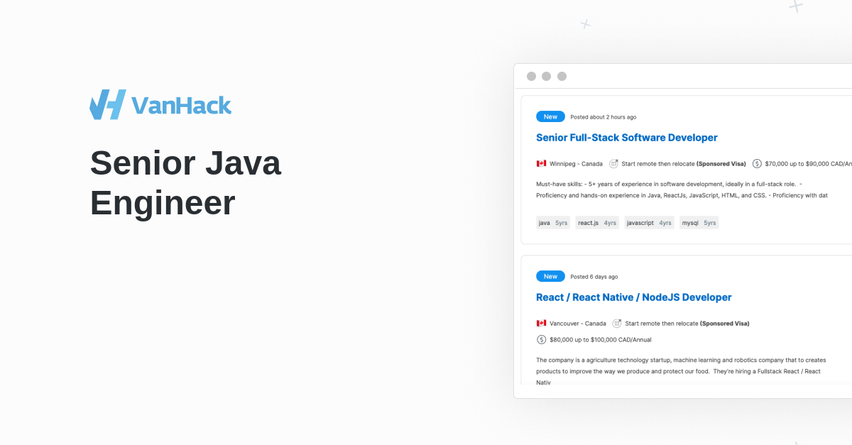 Senior Java Engineer - VanHack