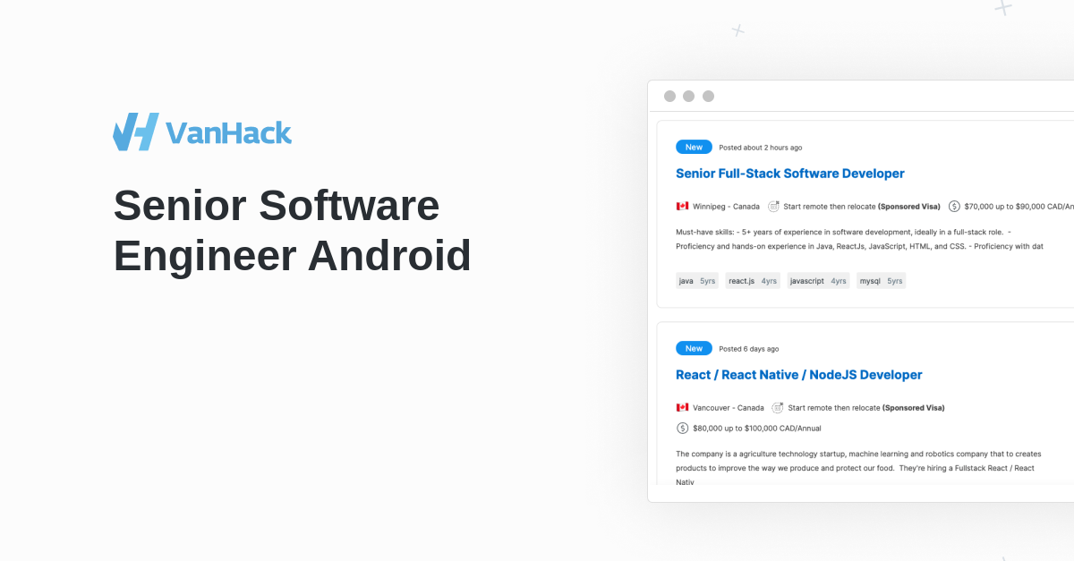 Senior Software Engineer Android - VanHack