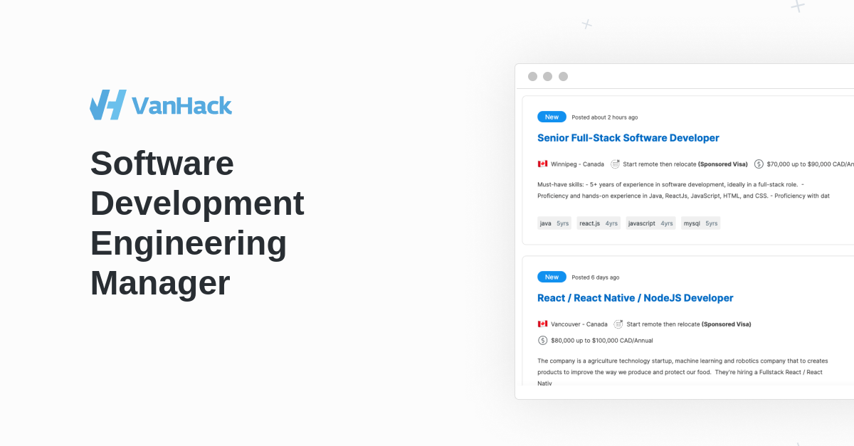 Senior Software Engineer, Frontend & Product/React and TypeScript - VanHack