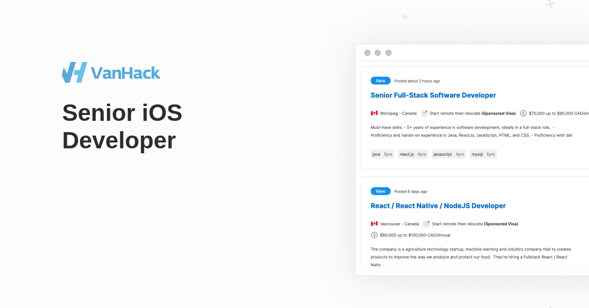 Senior iOS Developer - VanHack