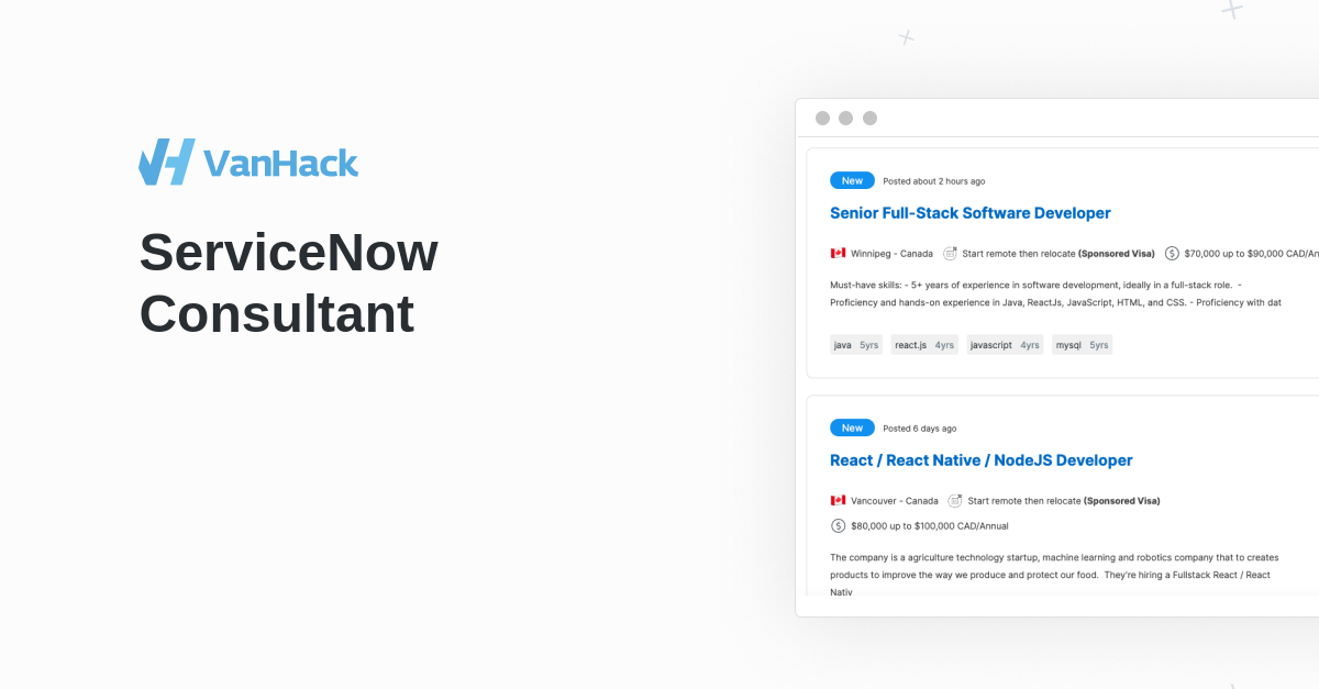 ServiceNow Consultant - VanHack