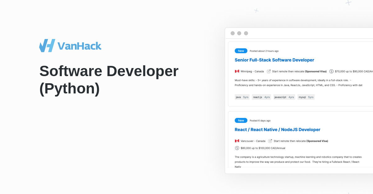 Software Developer (Python) - VanHack