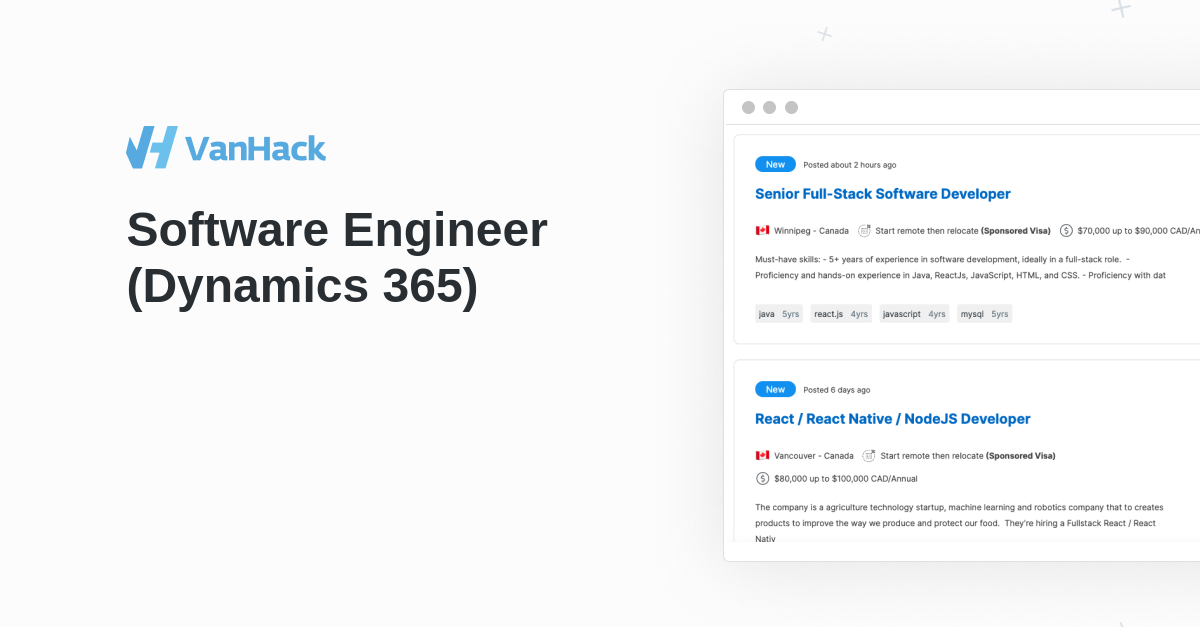 Software Engineer (Dynamics 365) - VanHack