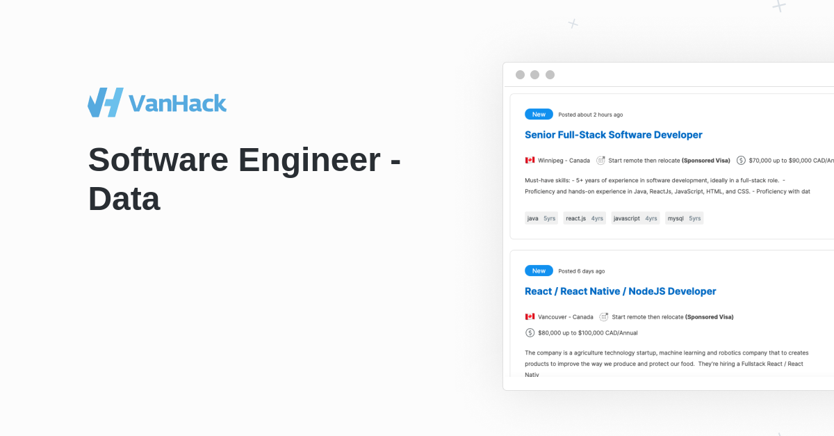 Software Engineer - Data - VanHack