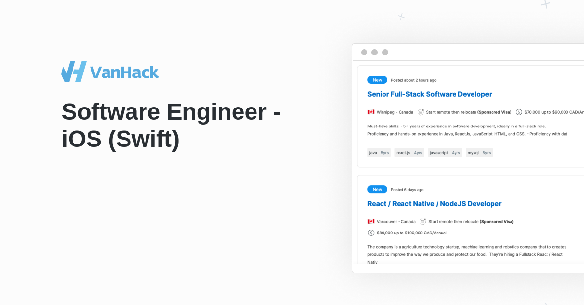 Software Engineer - iOS (Swift) - VanHack