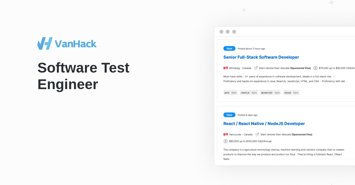 Software Test Engineer - VanHack
