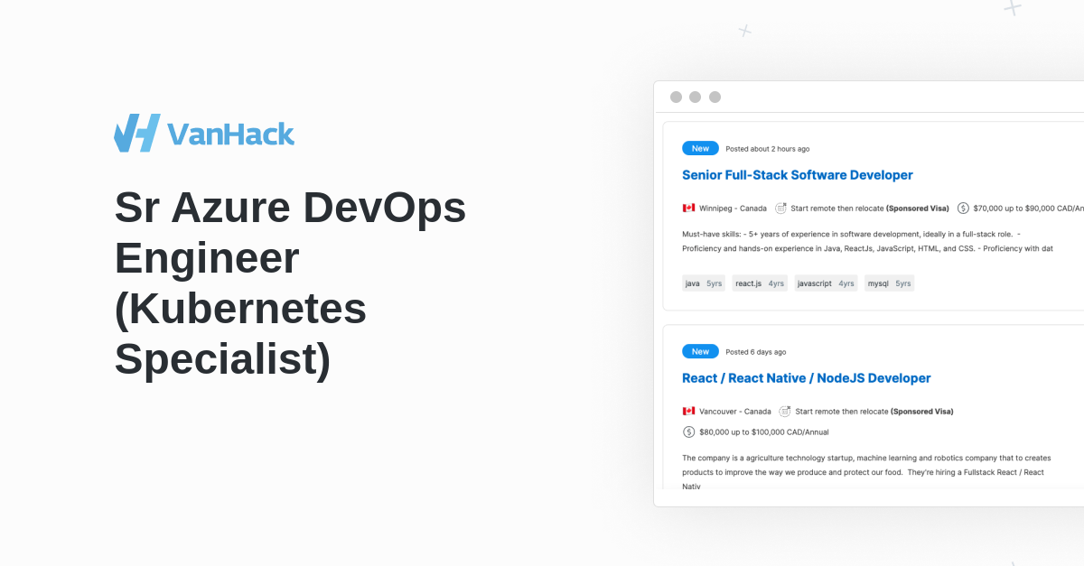 Sr Azure DevOps Engineer (Kubernetes Specialist) - VanHack