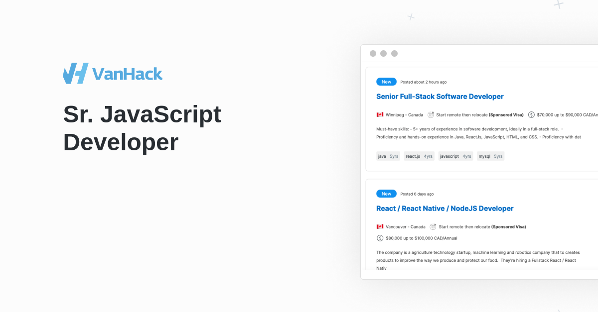 Sr. JavaScript Developer - VanHack