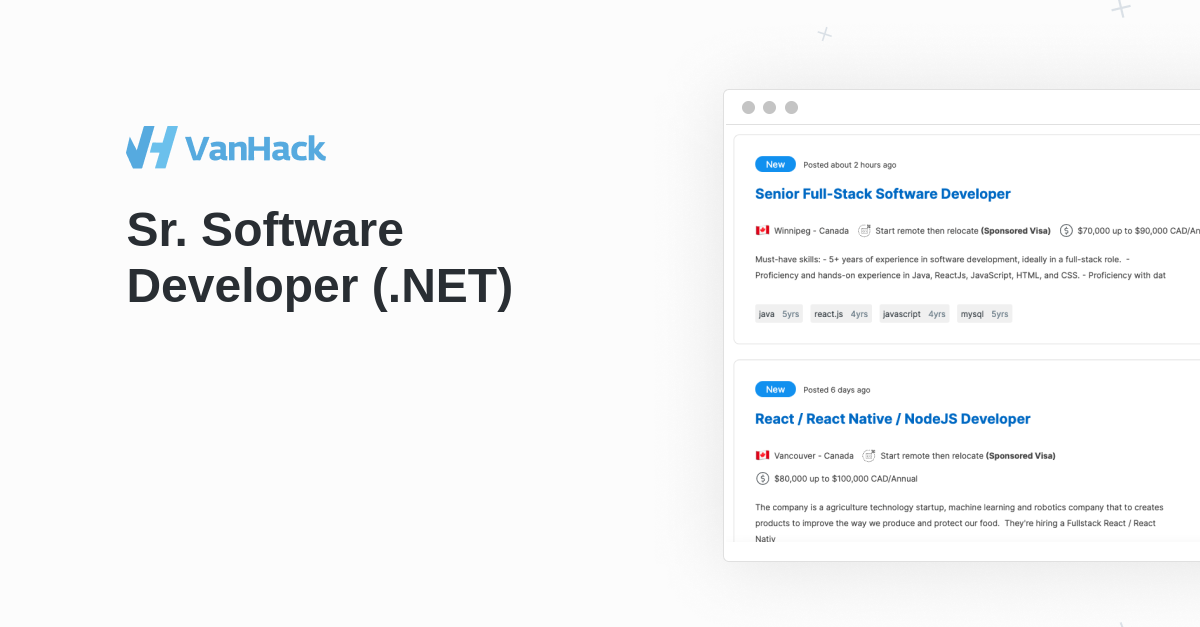 Sr. Software Developer (.NET) - VanHack