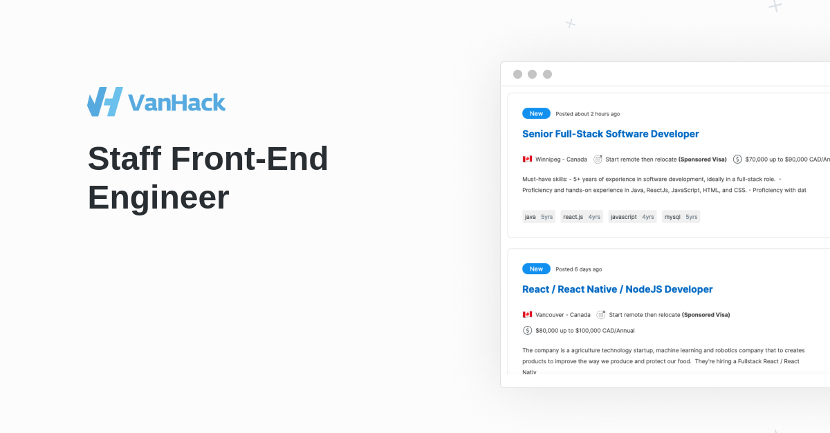 Staff Front-End Engineer - VanHack